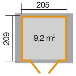 Weka Gartenhaus Zoey 296 x 205 cm grau mit Fußboden