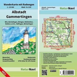 NaturNavi Wanderkarte mit Radwegen Albstadt - Gammertingen, Karte (im Sinne von Landkarte)