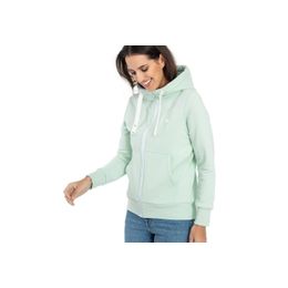 DEPROC Active Kapuzensweatjacke FinjaCMYK II weiche Fleecejacke mit Kängurutasche, grün