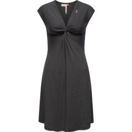 Ragwear Jerseykleid Comfrey Solid stylisches Sommerkleid mit tiefem V-Ausschnitt, schwarz