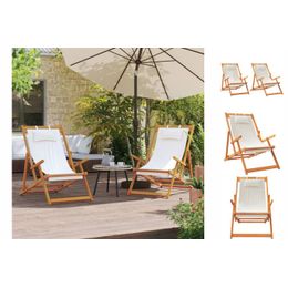 vidaXL Gartenstuhl Klappbare Strandstühle 2 Stk Creme Stoff