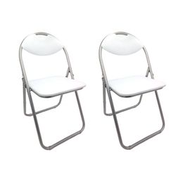 BURI Klappstuhl 2x Metall Klappstühle weiß Gästestühle Stuhl Gäste Besucherstuhl