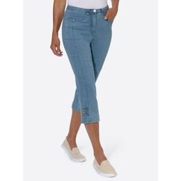 WITT Damen 7/8-Jeans mit seitlichem Dehnbund, blue-bleached, Gr&ouml;&szlig;e 42