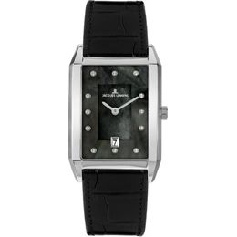 Quarzuhr Jacques Lemans "1-2159E" Armbanduhren schwarz Damen Quarzuhren Armbanduhr, Damenuhr, Perlmuttzifferblatt, eckig