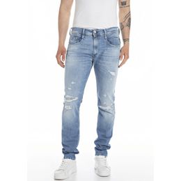 Slim-fit-Jeans Replay "ANBASS HYPERFLEX BIO" Gr. 30, Länge 30, blau (medium used 70g) Herren Jeans Slim Fit