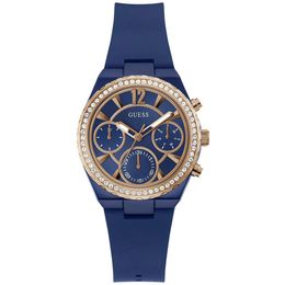 Multifunktionsuhr Guess "DIANA" Armbanduhren blau Damen Quarzuhren