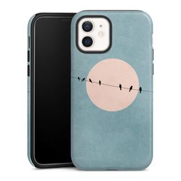 DeinDesign iPhone 12 mini Handy Panzer Handyh&uuml;lle robuste Outdoor H&uuml;lle Schutzh&uuml;lle gl&auml;nzend Bird Turquoise Moon Tough Case