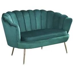 2-Sitzer Salesfever "Clam" Sofas Gr. B/H/T: 136cm x 78cm x 76cm, Samtvelours, grün extravagantes Muscheldesign, Breite 136 cm