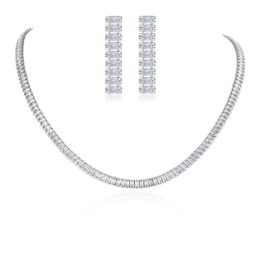 ROUGEMONT Schmuckset Brautschmuck-Set funkelnde Zirkonia Halskette und Ohrhänger, Wasserfest, silberfarben