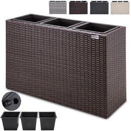 Casaria Blumenkasten Polyrattan 3er 83 x 60 x 30,5cm braun