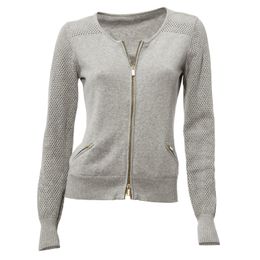 Heine Witt Damen Feinstrickjacke mit 2-Wege-Rei&szlig;verschluss, grau-meliert, Gr&ouml;&szlig;e 50