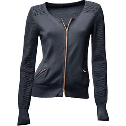 Heine Witt Damen Feinstrickjacke mit 2-Wege-Rei&szlig;verschluss, marine, Gr&ouml;&szlig;e 34