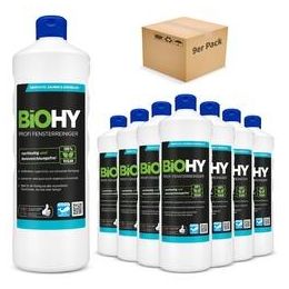 BiOHY Profi Fensterreiniger, Glasreiniger, Fensterputzmittel, Bio-Konzentrat 9er Pack (9 x 1 Liter Flasche)