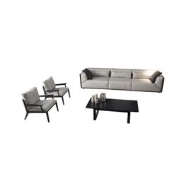 JVmoebel Wohnzimmer-Set Set aus 4 Stück weißem Sofa Sessel Couchtisch mittelweicher
