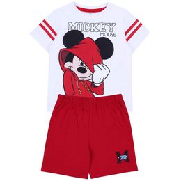 Sarcia.eu Schlafanzug Weiß-rotes Jungenpyjama mit kurzer Hose Mickey Mouse 7-8 Jahre