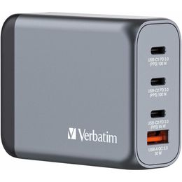 Verbatim GaN Charger, Power Adapter mit USB-C und USB-A, Schnellladegerät als Mehrfachstecker