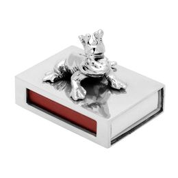 Brillibrum Etui Edle Zinn Streichholz-Box mit dekorativer Figur Froschkönig Streichholzschachtel aus Metall mit Zündhölzer