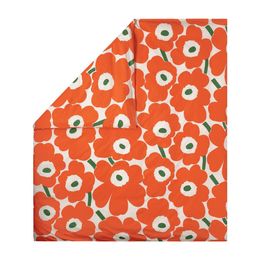 Marimekko - Unikko Deckenbezug, 210 x 210 cm, offwhite / orange / grün