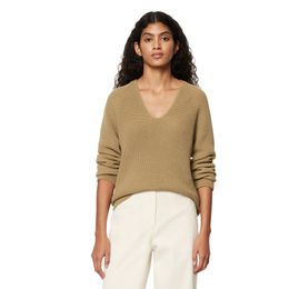 Marc O'Polo V-Ausschnitt-Pullover MARC O'POLO Gr. S, braun (salted caramel) Damen Pullover V-Pullover