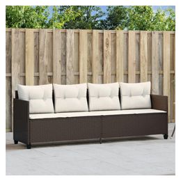 vidaXL Gartenliege Sonnenliege mit Kissen Braun Poly Rattan