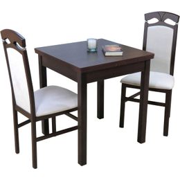 HOFMANN LIVING AND MORE Essgruppe 3tlg. Tischgruppe, (Spar-Set, 3-tlg., 3tlg. Tischgruppe), Stühle montiert, beige