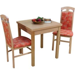 HOFMANN LIVING AND MORE Essgruppe 3tlg. Tischgruppe, (Spar-Set, 3-tlg., 3tlg. Tischgruppe), Stühle montiert, bunt