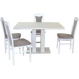HOFMANN LIVING AND MORE Essgruppe 5tlg. Tischgruppe, (Spar-Set, 5-tlg., 5tlg. Tischgruppe), Stühle montiert, grau|weiß