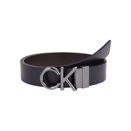 Calvin Klein Ledergürtel mit Monogramm-Schnalle aus Metall, braun|schwarz