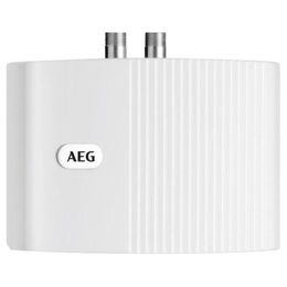 AEG Klein-Durchlauferhitzer MTD 350 f. Handwaschbecken, 3,5 kW, m. Stecker, hydraulisch, Hydraulisch, sofort lauwarmes Wasser (ca. 35°C), steckerfertig, weiß