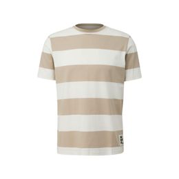 QS T-Shirt, Baumwolle, Rundhals, für Herren, beige, XL