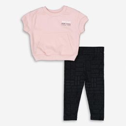 TK Maxx Zweiteiliges rosa-schwarzes Set aus Sweatshirt und Leggings