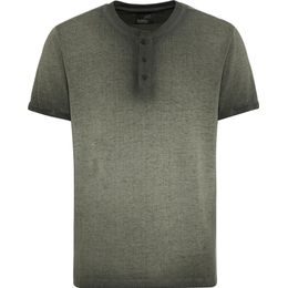 Globetrotter T-Shirt, Henley-Ausschnitt, für Herren, grün, S