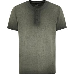 Globetrotter T-Shirt, Henley-Ausschnitt, für Herren, grün, L