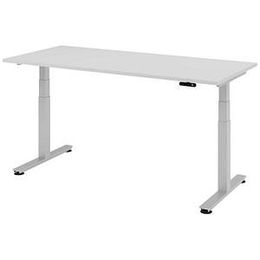 Hammerbacher XDSM19 elektrisch höhenverstellbarer Schreibtisch lichtgrau rechteckig, T-Fuß-Gestell silber 180,0 x 80,0 cm