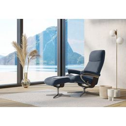 stressless® Relaxsessel View, mit Cross Base, Größe S, M & L, Holzakzent Wenge, blau