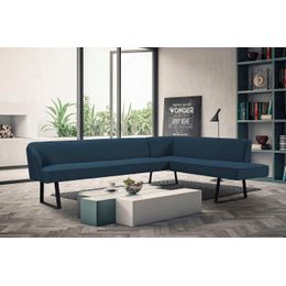 exxpo - sofa fashion Eckbank Americano, mit Keder und Metallfüßen, Bezug in verschiedenen Qualitäten, blau