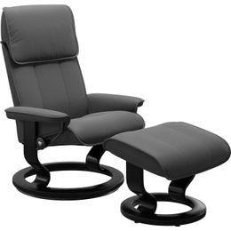 stressless® Relaxsessel Admiral (Set, Relaxsessel inkl. Hocker), mit Classic Base, Größe M & L, Gestell Schwarz, grau