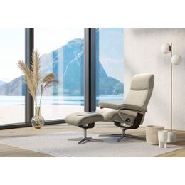 stressless® Relaxsessel View (Set, Relaxsessel mit Hocker), mit Hocker, mit Cross Base, Größe S, M & L, Holzakzent Braun, beige