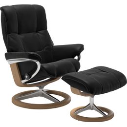 stressless® Relaxsessel Mayfair (Set, Relaxsessel mit Hocker), mit Hocker, mit Signature Base, Größe S, M & L, Gestell Eiche, schwarz