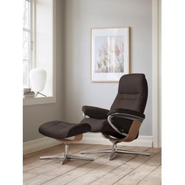 stressless® Relaxsessel Sunrise (Set, Relaxsessel mit Hocker), mit Hocker, mit Cross Base, Größe S, M & L, Holzakzent Eiche, braun