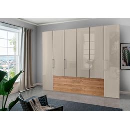 Wiemann Kleiderschrank Metz hochwertige Glasfront inkl. Schubkästen im Holzfarbton, beige