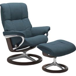 stressless® Relaxsessel Mayfair (Set, Relaxsessel mit Hocker), mit Hocker, mit Signature Base, Größe S, M & L, Gestell Wenge, blau