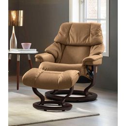 stressless® Relaxsessel Reno (Set, Relaxsessel mit Hocker), mit Hocker, mit Classic Base, Größe S, M & L, Gestell Braun, braun