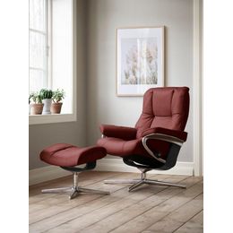 stressless® Relaxsessel Mayfair (Set, Relaxsessel mit Hocker), mit Hocker, mit Cross Base, Größe S, M & L, Holzakzent Schwarz, rot