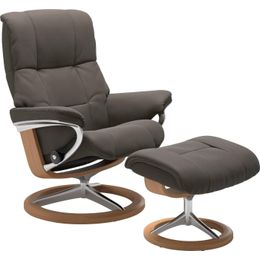 stressless® Relaxsessel Mayfair (Set, Relaxsessel mit Hocker), mit Hocker, mit Signature Base, Größe S, M & L, Gestell Eiche, grau