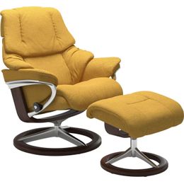 stressless® Relaxsessel Reno (Set, Relaxsessel mit Hocker), mit Hocker, mit Signature Base, Größe S, M & L, Gestell Braun, gelb