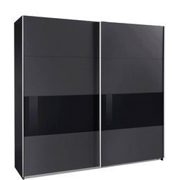wimex Schwebetürenschrank Bramfeld mit Glaselementen und zusätzlichen Einlegeböden, grau|schwarz