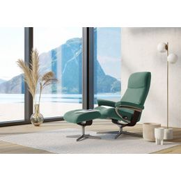 stressless® Relaxsessel View (Set, Relaxsessel mit Hocker), mit Hocker, mit Cross Base, Größe S, M & L, Holzakzent Braun, grün