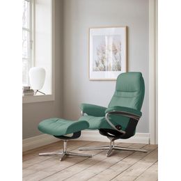 stressless® Relaxsessel Sunrise (Set, Relaxsessel mit Hocker), mit Hocker, mit Cross Base, Größe S, M & L, Holzakzent Schwarz, grün