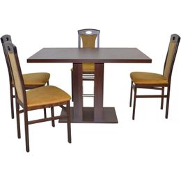 HOFMANN LIVING AND MORE Essgruppe 5tlg. Tischgruppe, (Spar-Set, 5-tlg., 5tlg. Tischgruppe), Stühle montiert, gelb
